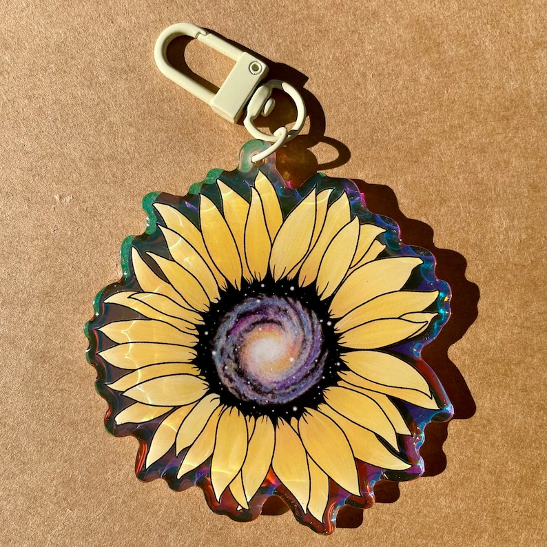 Galaxy Sunflower Keychain-fibonacci Sequence: Holographic Cosmic Charm ...