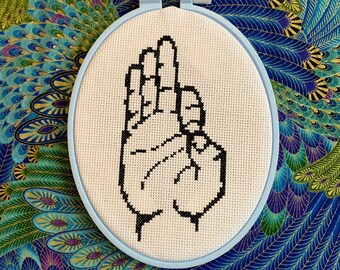 Letter O in American Sign Language ASL Cross Stitch Pattern PDF Instant ...