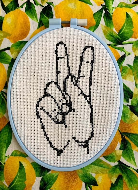 Letter K in American Sign Language ASL Cross Stitch - Etsy