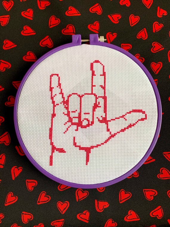 I Love You in American Sign Language ASL Cross Stitch - Etsy