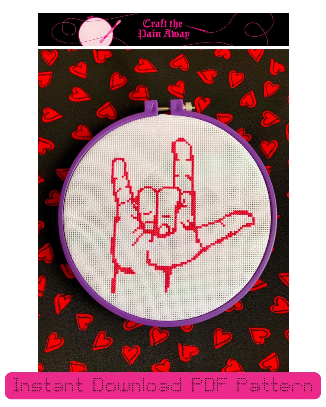 I Love You in American Sign Language (ASL) - Cross Stitch Pattern - PDF ...