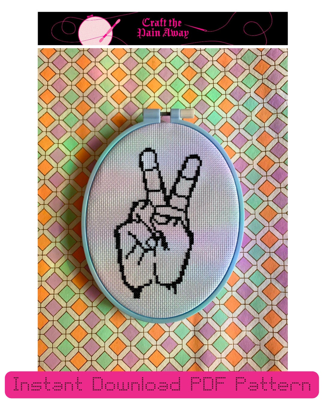 Letter V/peace Sign in American Sign Language (ASL) - Cross Stitch ...