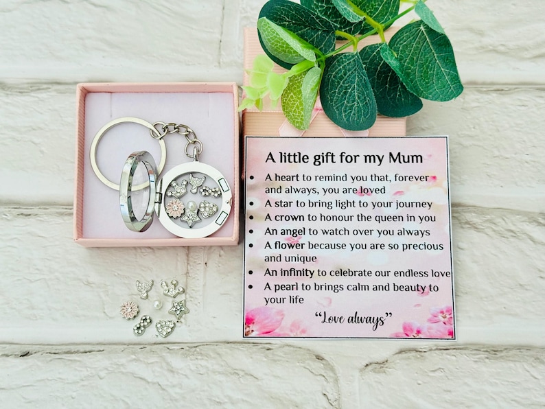 Mum Gift Birthday Keepsake Floating Charms Locket Keychain, Gift for ...