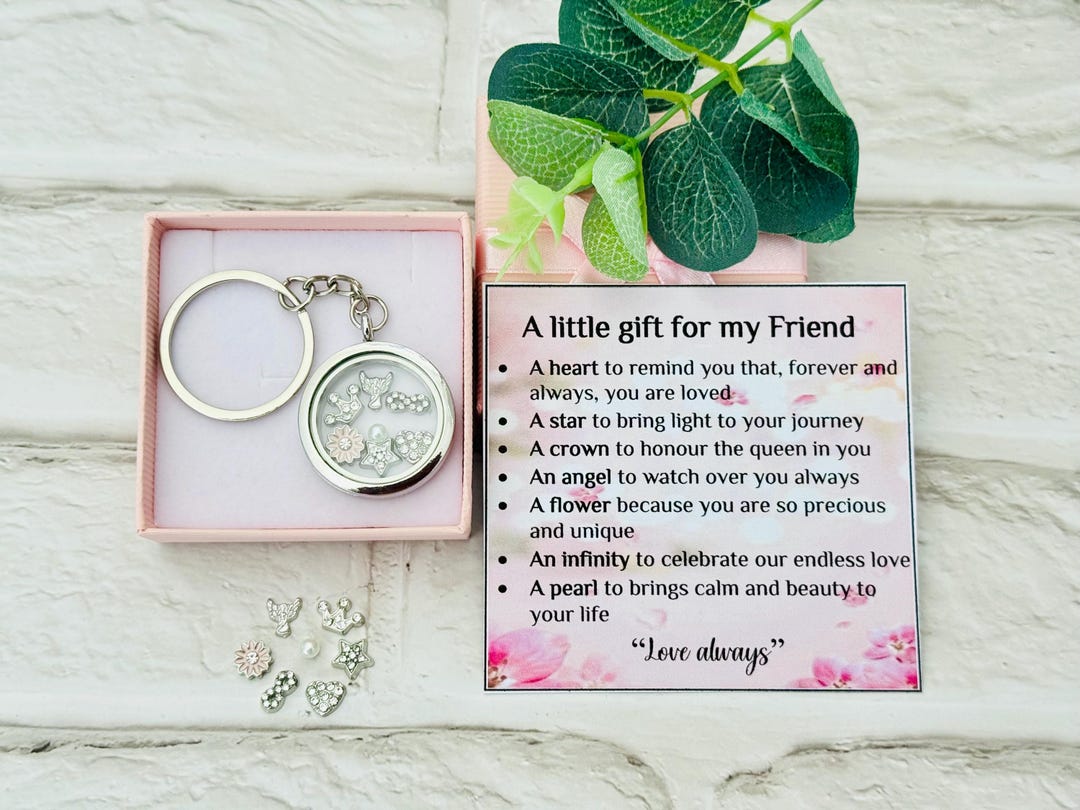 Friend Gift Birthday Keepsake Floating Charms Locket Keychain, Gift for ...