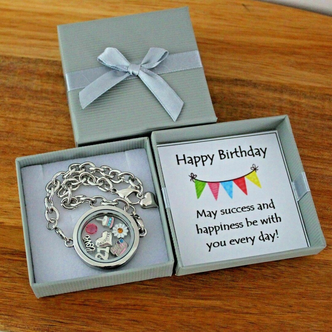 Personalised HAPPY BIRTHDAY Gifts Silver Locket Bracelet 16th 21st 30th ...