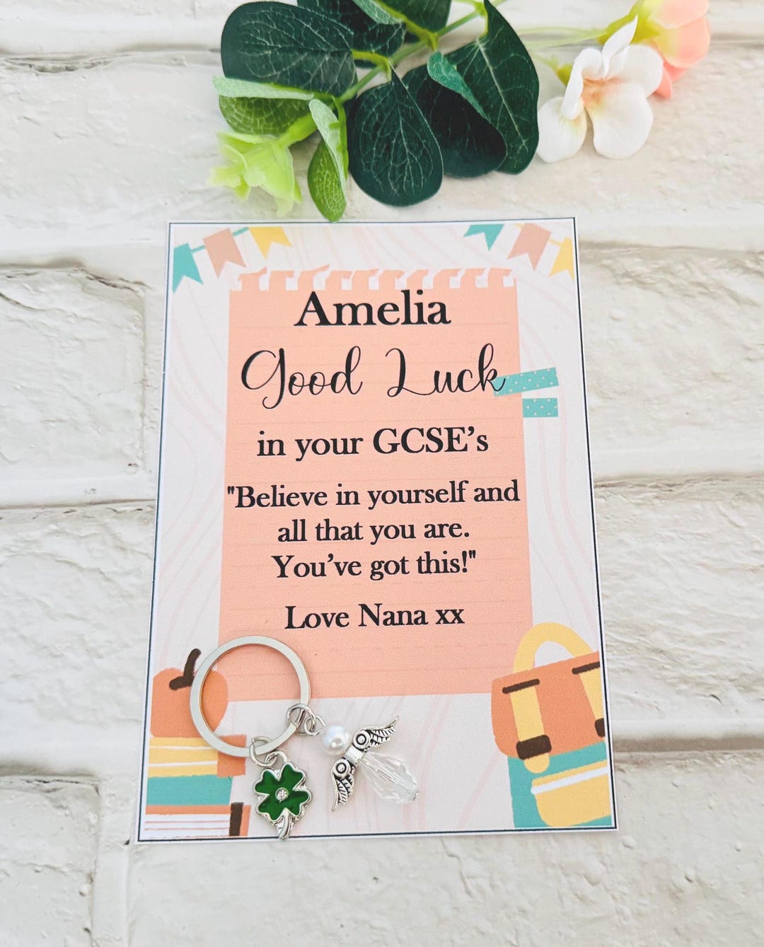 Personalized Good Luck Charm Gift, Good Luck Keepsake Keyring, Good ...