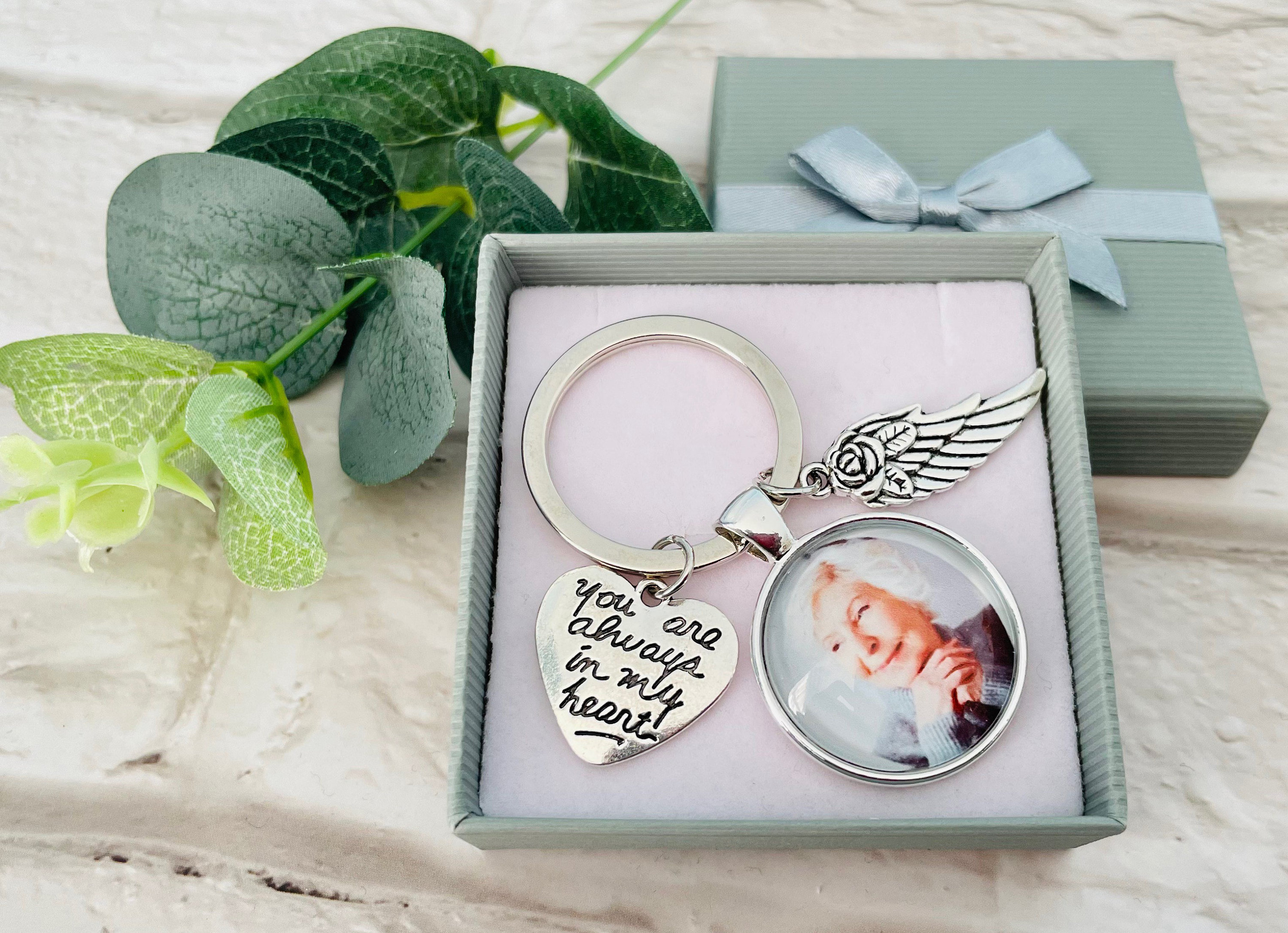 Personalised Photo Memorial Bauble Gift Keyring, Loss Loved Ones ...