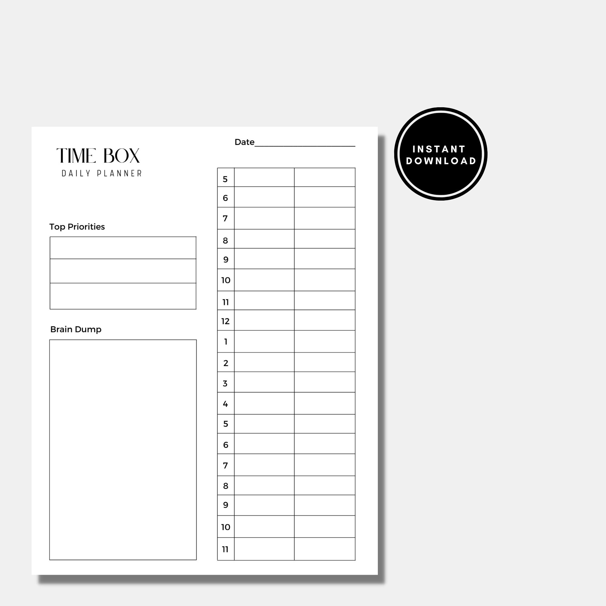 The Time Box Planner Daily Timeboxing Planner Time Block Etsy