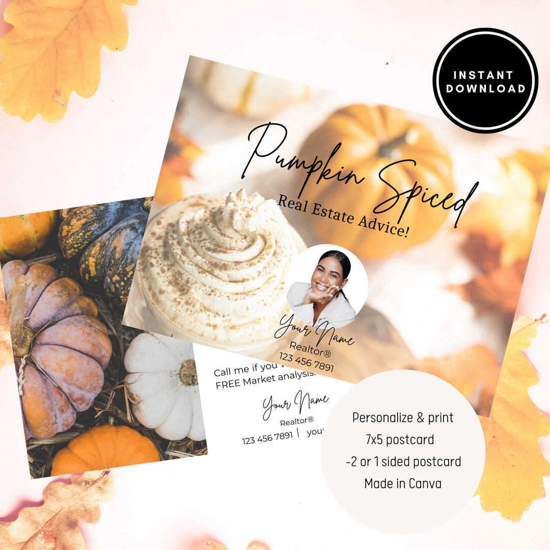 Real Estate Fall Postcard, Real Estate Marketing, Autumn Mailer, Fall ...
