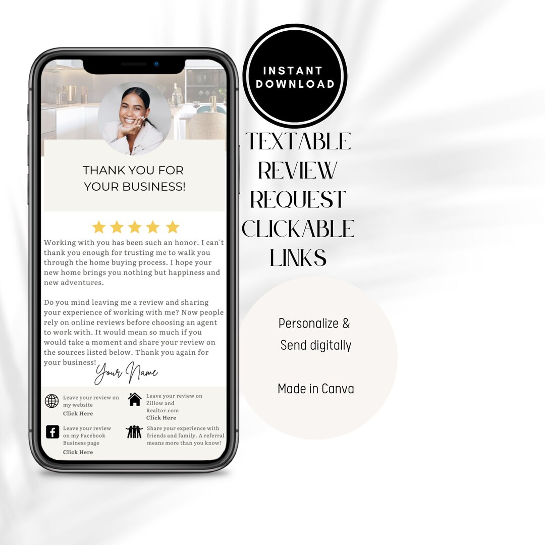 Client Review Request Textable Card | Real Estate Agent Marketing ...