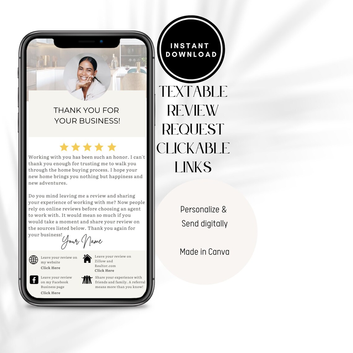 Client Review Request Textable Card | Real Estate Agent Marketing ...