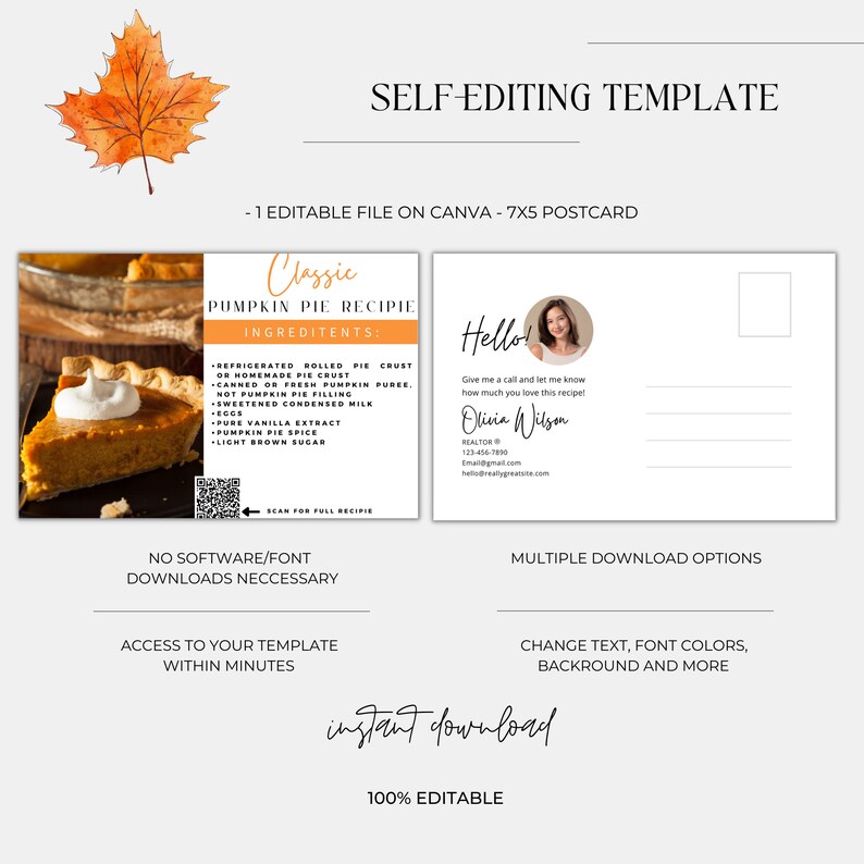 Fall Real Estate Postcard Pack, 3 Month Recipe Postcard, Realtor ...