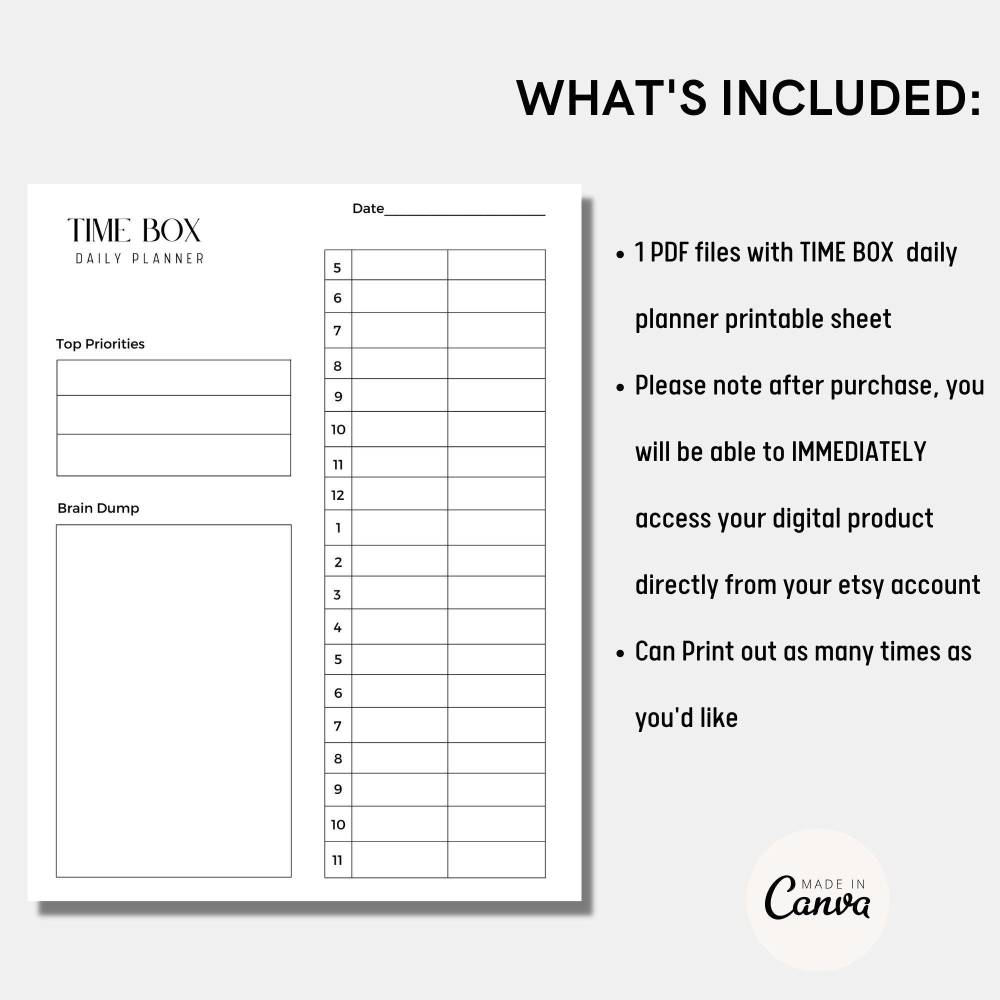 The Time Box Planner - Daily Timeboxing Planner - Time Block Journal ...