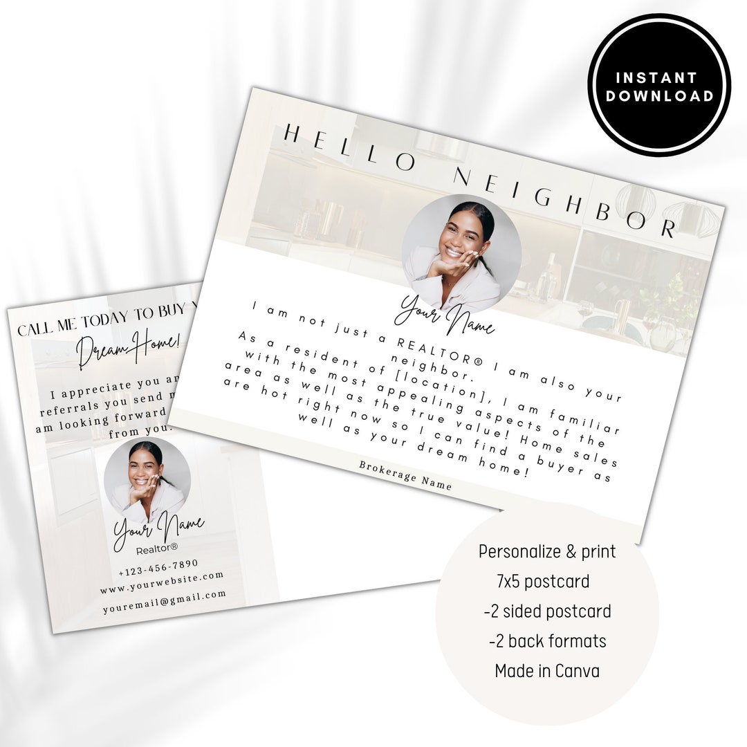 Real Estate Postcards, Realtor Hello Neighbor Card, Agent Farming Card ...