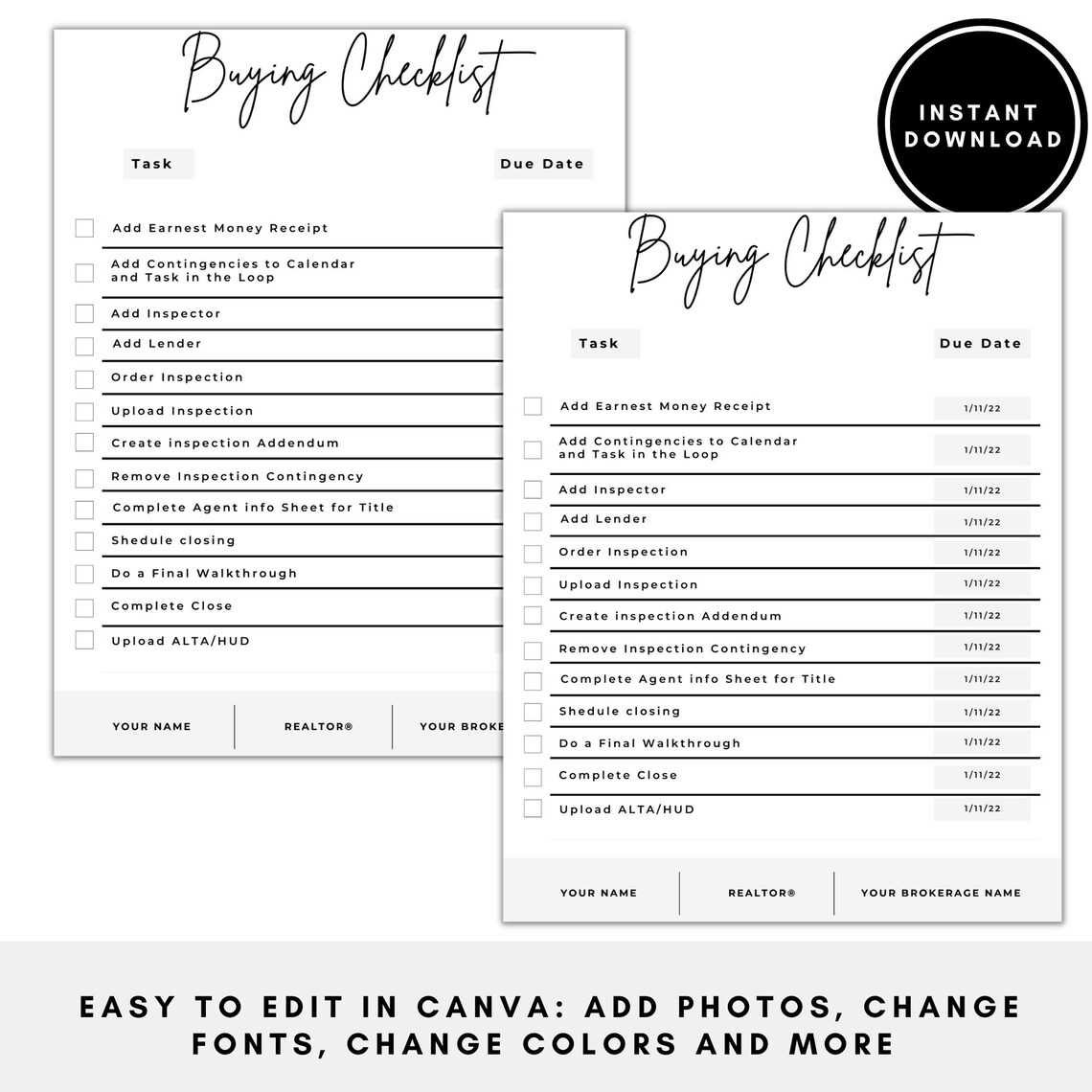 Buyer Agent Checklist, Real Estate Agent Checklist, Buyer Agent ...