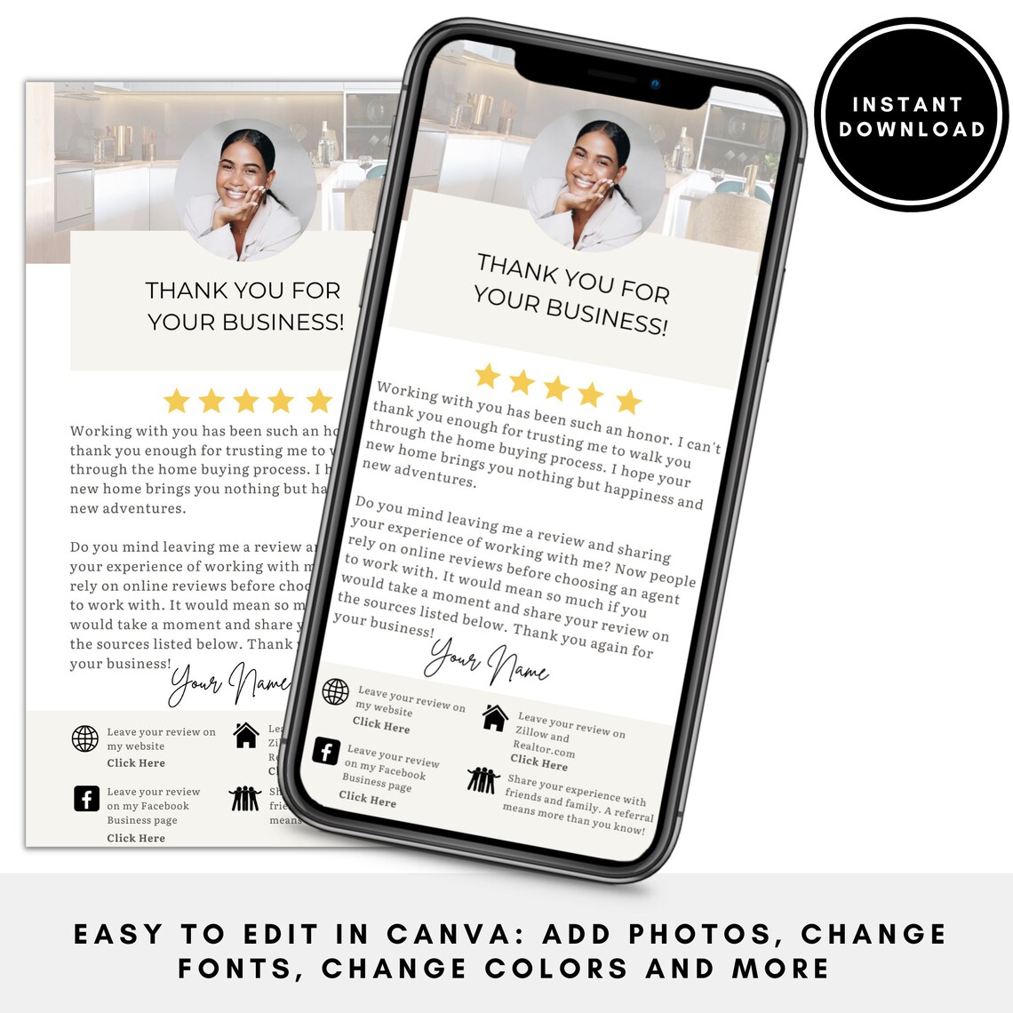 Client Review Request Textable Card | Real Estate Agent Marketing ...