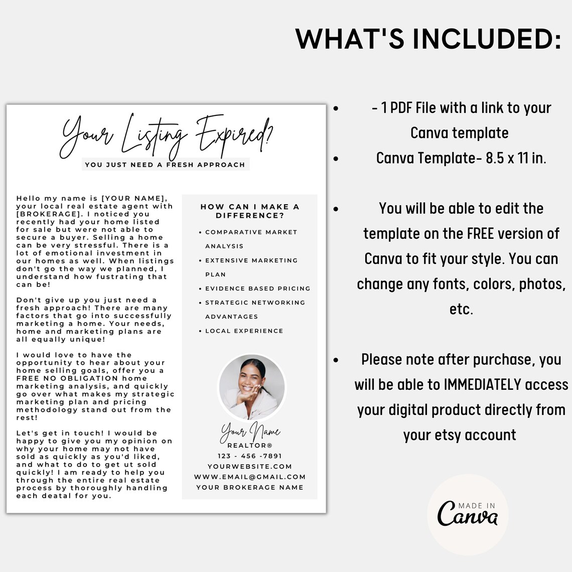 Real Estate Expired Listing Letter,realtor Marketing, Canva Template, Listing Buyer Agent ...