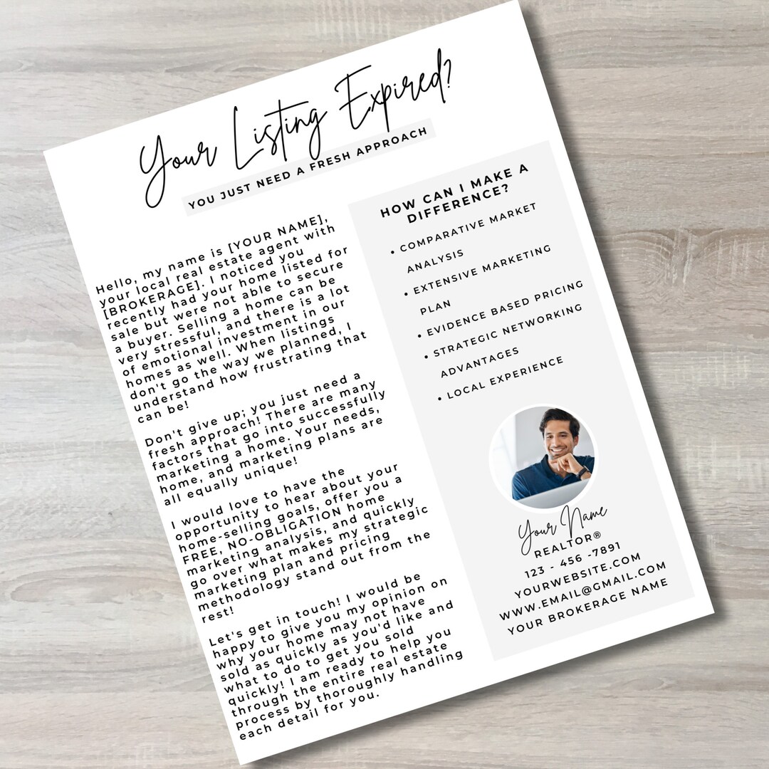 Real Estate Expired Listing Letter,realtor Marketing, Canva Template, Listing Buyer Agent ...
