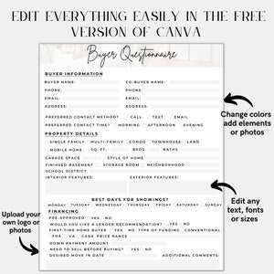 Buyer Questionnaire, Buyer Survey Questionnaire, Real Estate Marketing ...