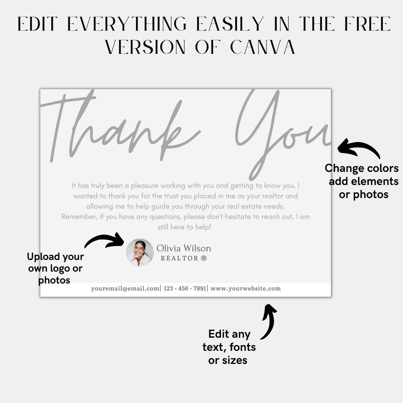 Minimalistic Real Estate Thank You Card Template, Modern Real Estate ...