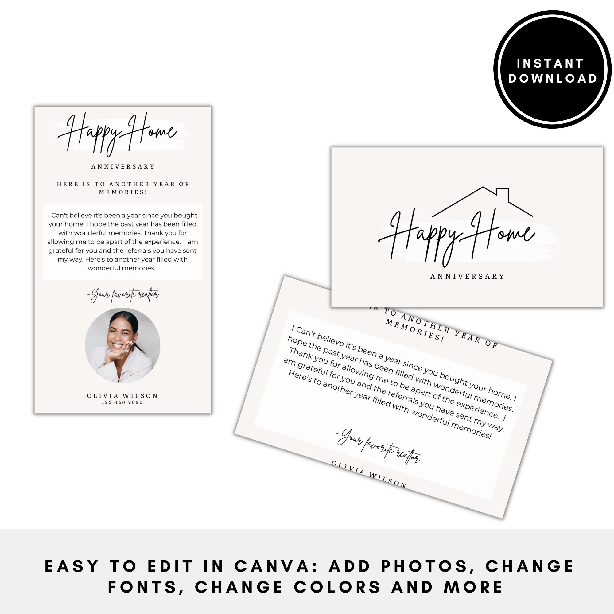 Digital Client Home Anniversary Card, Real Estate Marketing,client ...