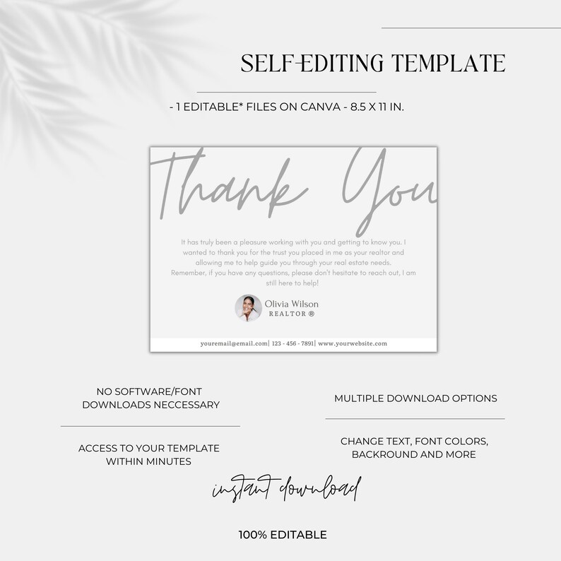 Minimalistic Real Estate Thank You Card Template, Modern Real Estate ...
