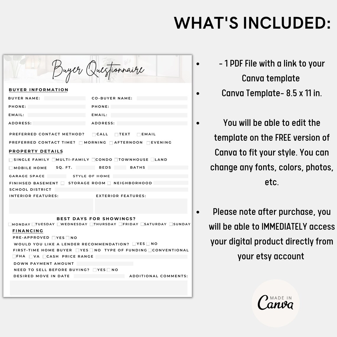 Buyer Questionnaire, Buyer Survey Questionnaire, Real Estate Marketing ...