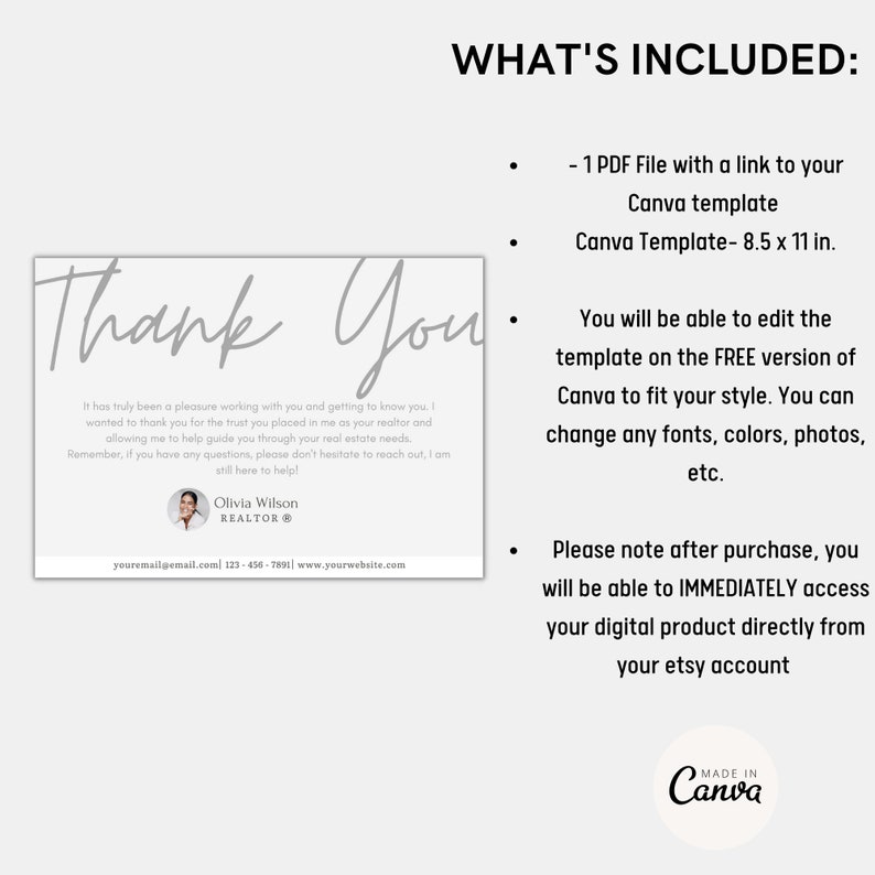 Minimalistic Real Estate Thank You Card Template, Modern Real Estate ...