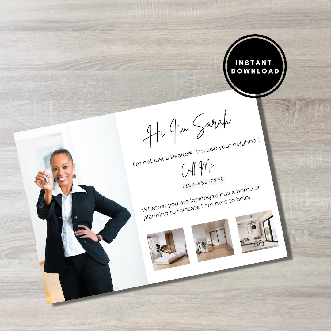 Real Estate Agent Postcard, Realtor Hello Neighbor Card, Realtor ...