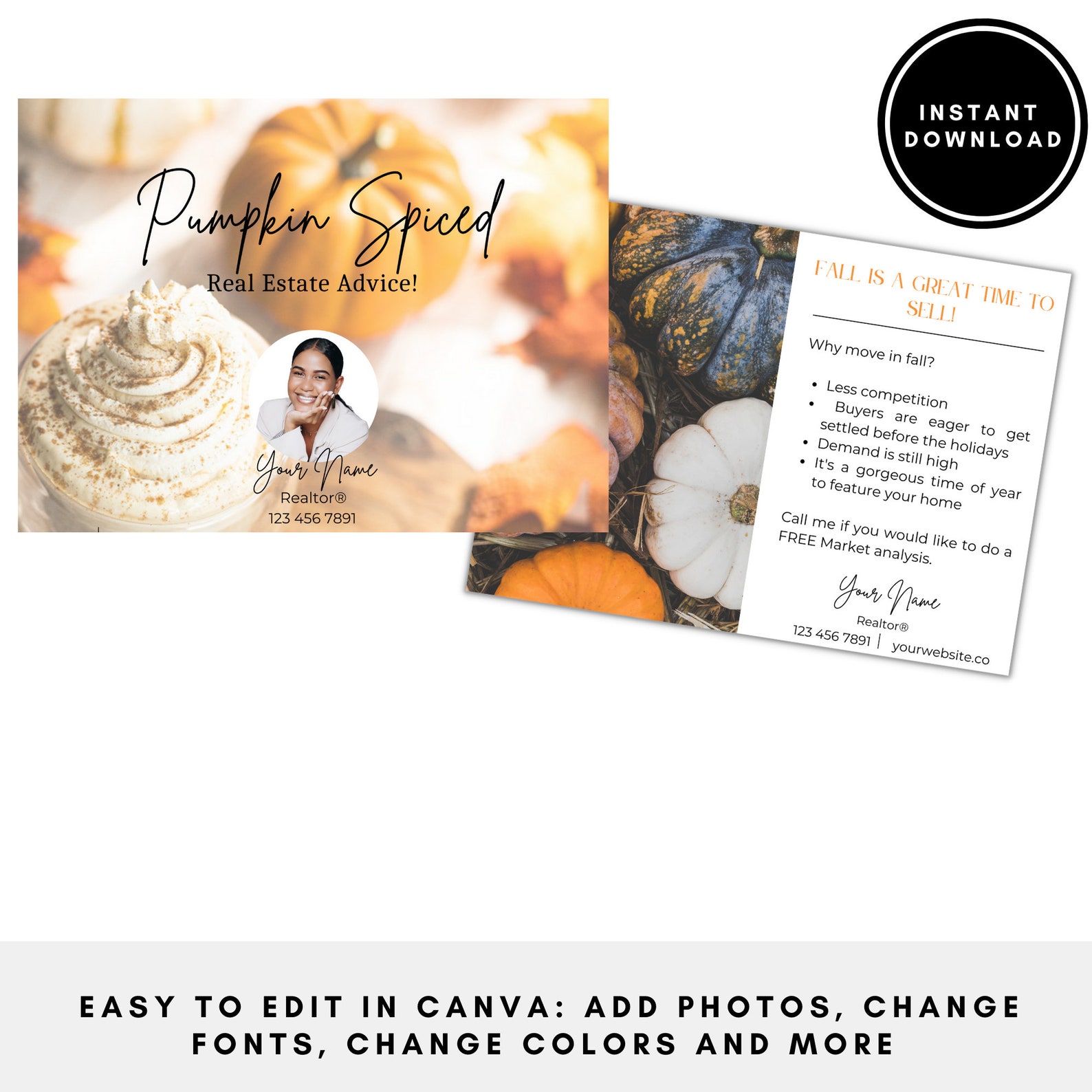 Real Estate Fall Postcard, Real Estate Marketing, Autumn Mailer, Fall ...