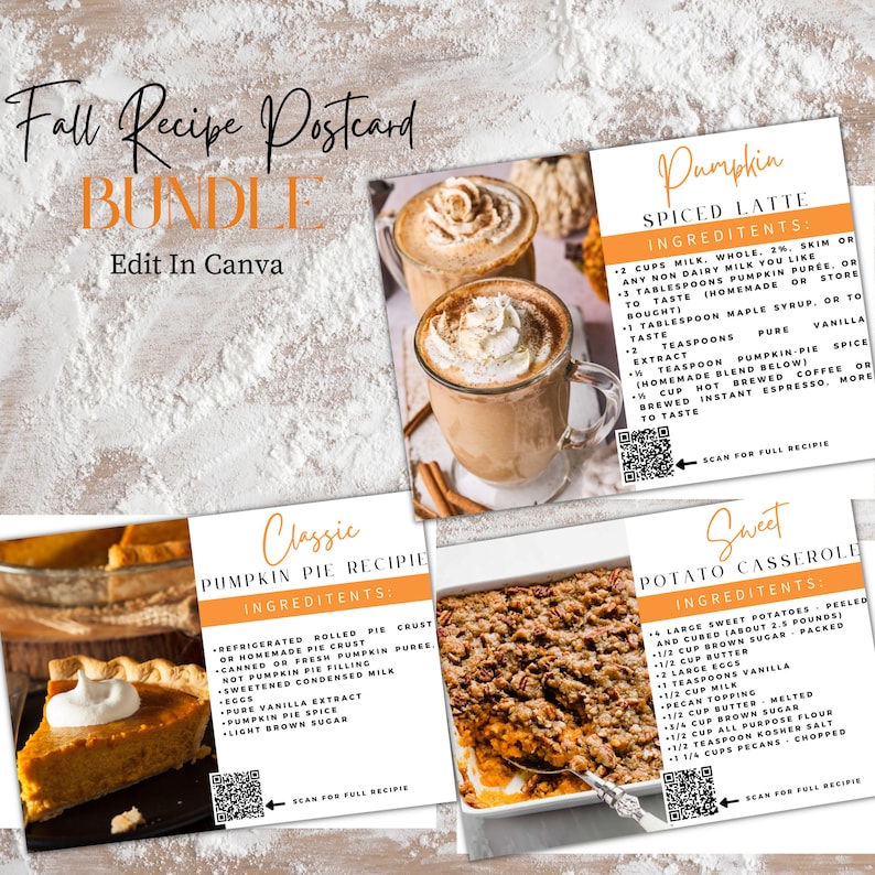 Fall Real Estate Postcard Pack, 3 Month Recipe Postcard, Realtor ...
