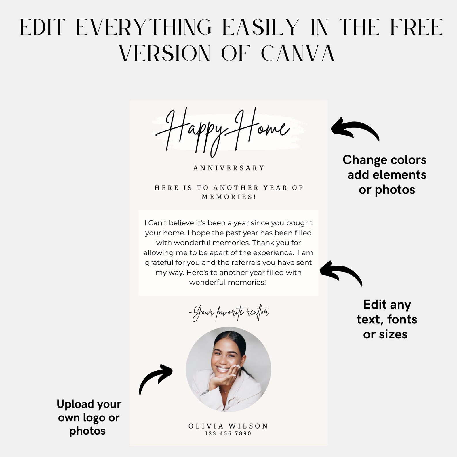 Digital Client Home Anniversary Card, Real Estate Marketing,client ...