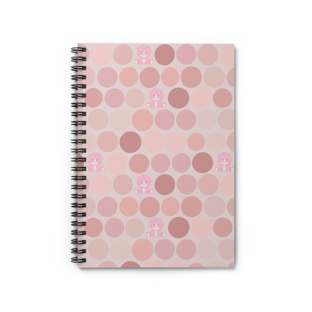 Pink Polka Dotted With Pink Dinosaurs Spiral Notebook Ruled Line, Cute ...