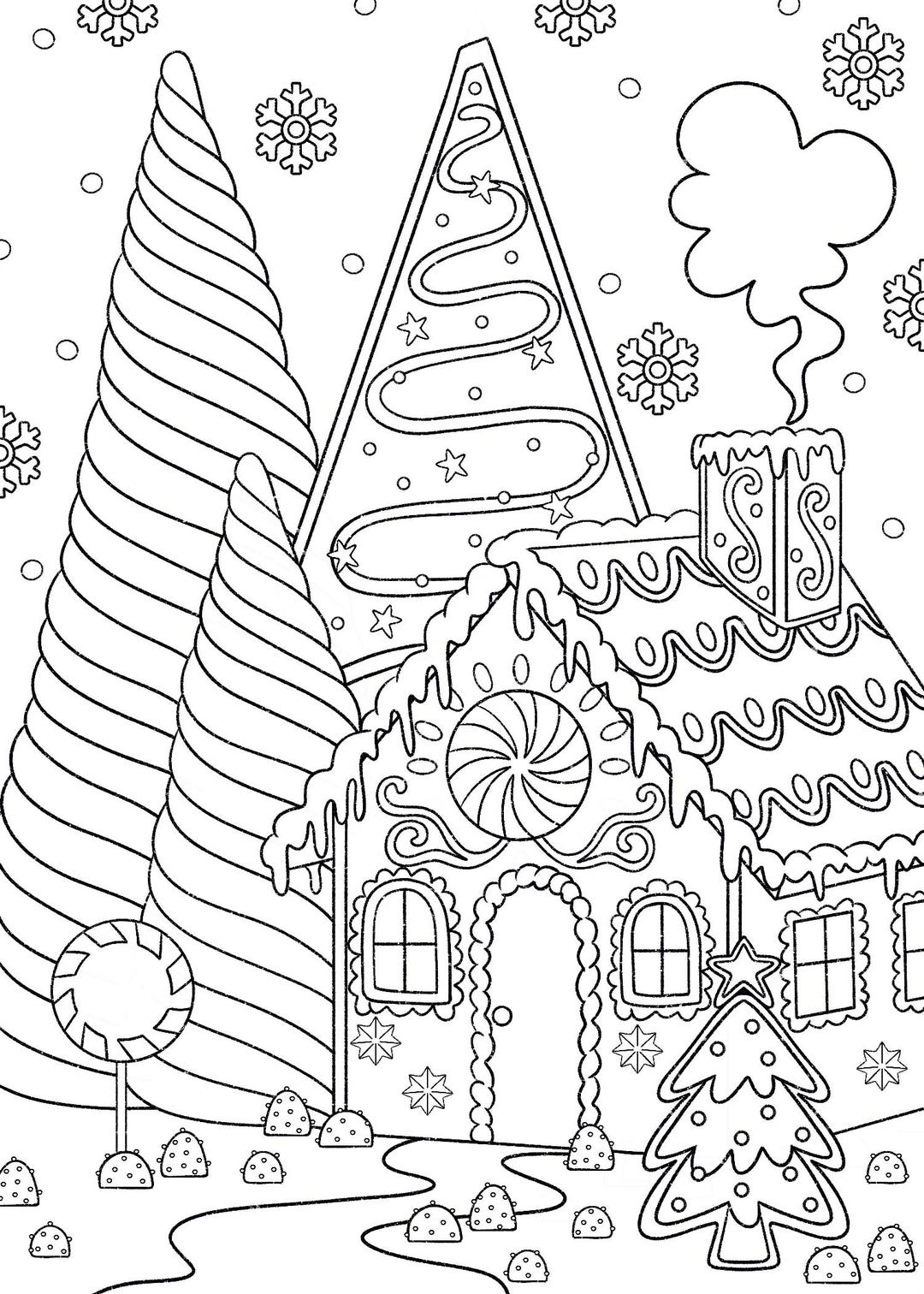 Candy Cane Christmas Coloring Page - Etsy