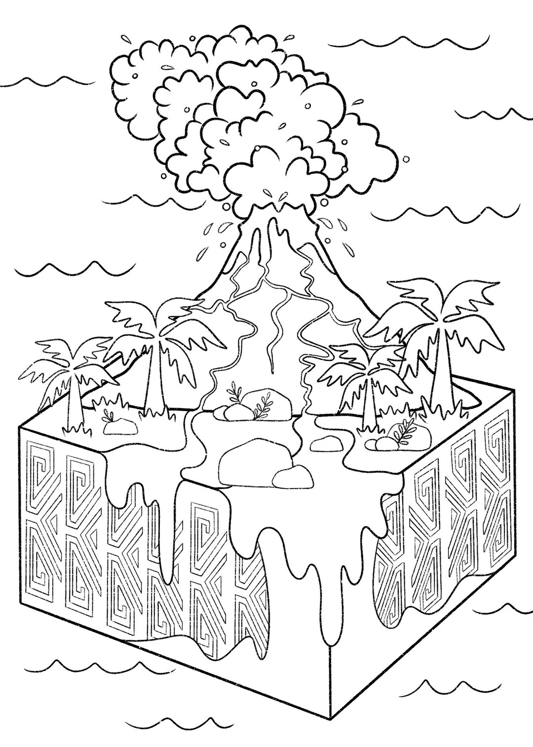 Volcano Color Page (digital Download) - Etsy