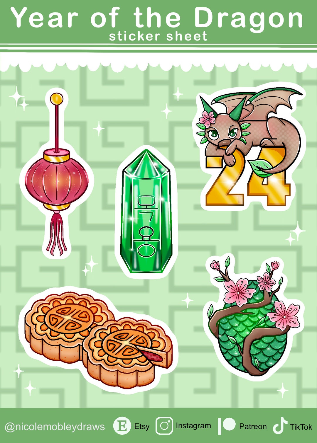 Year of the Dragon Sticker Sheet - Etsy