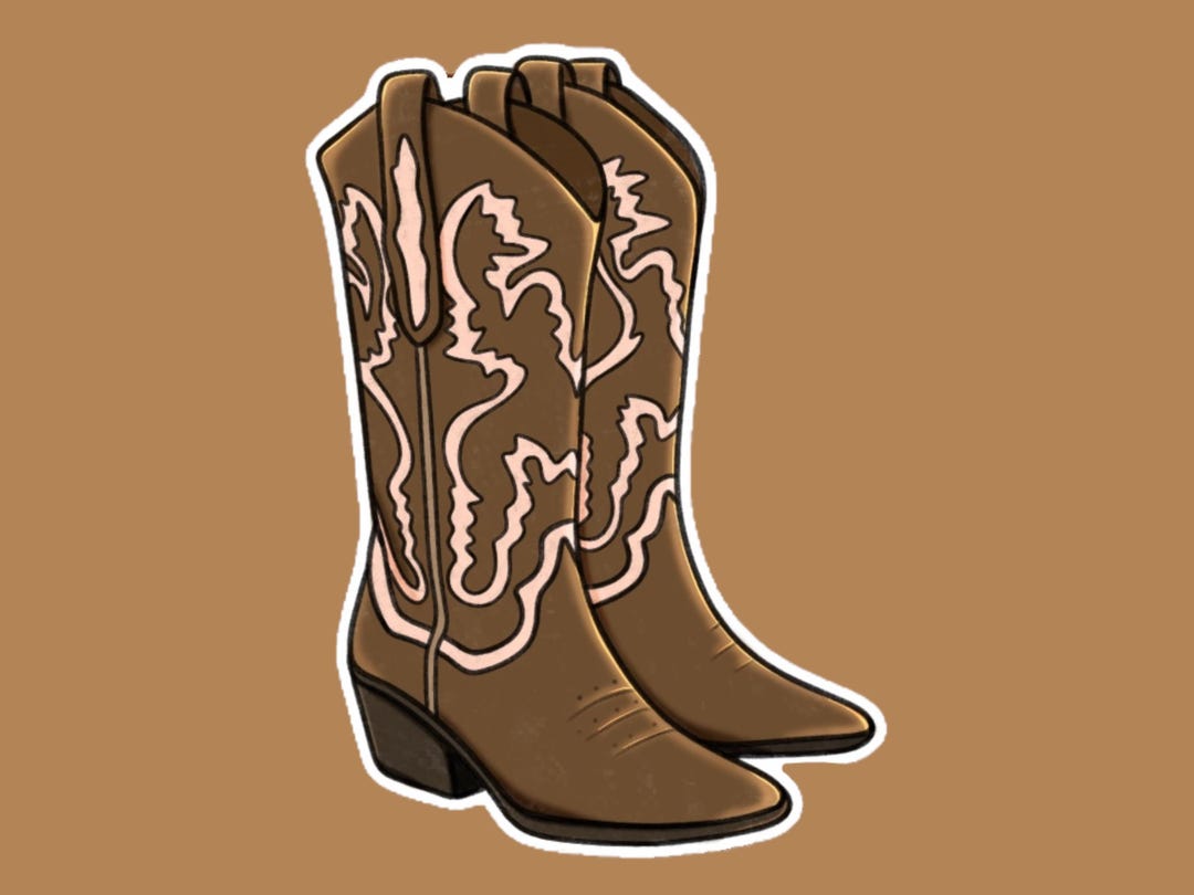Cowboy Boots Sticker - Etsy