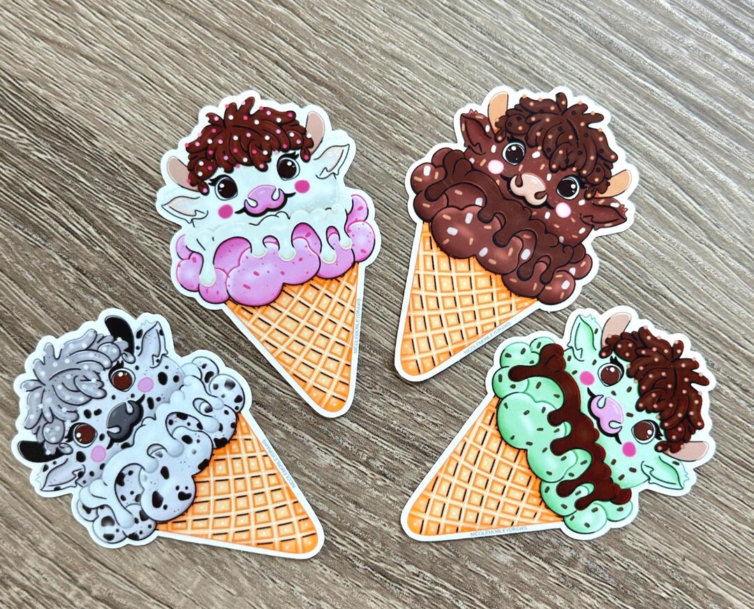 Moo Cow Ice Cream Stickers - Etsy