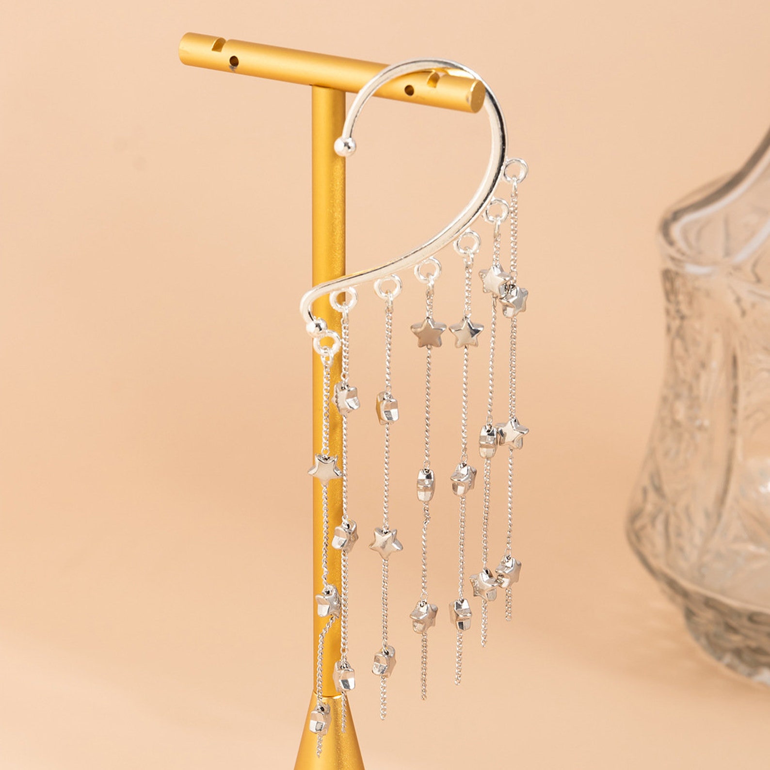 Star Chain Hook Ear Cuff Sterling Silver Ear Cuff Tassel Ear Cuff ...