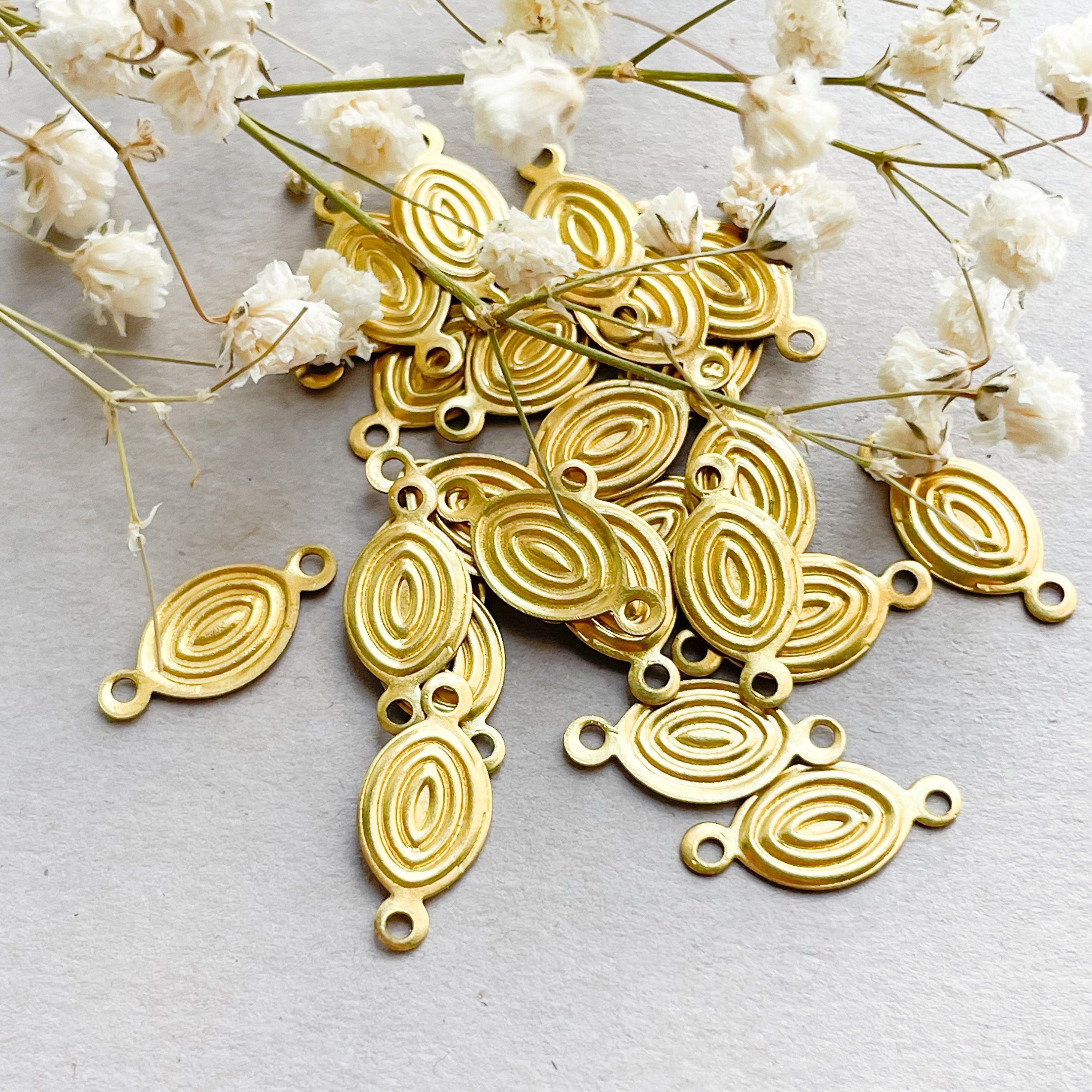 Brass Tiny Connector Charms Brass Swirl Charms Oval Spiral - Etsy