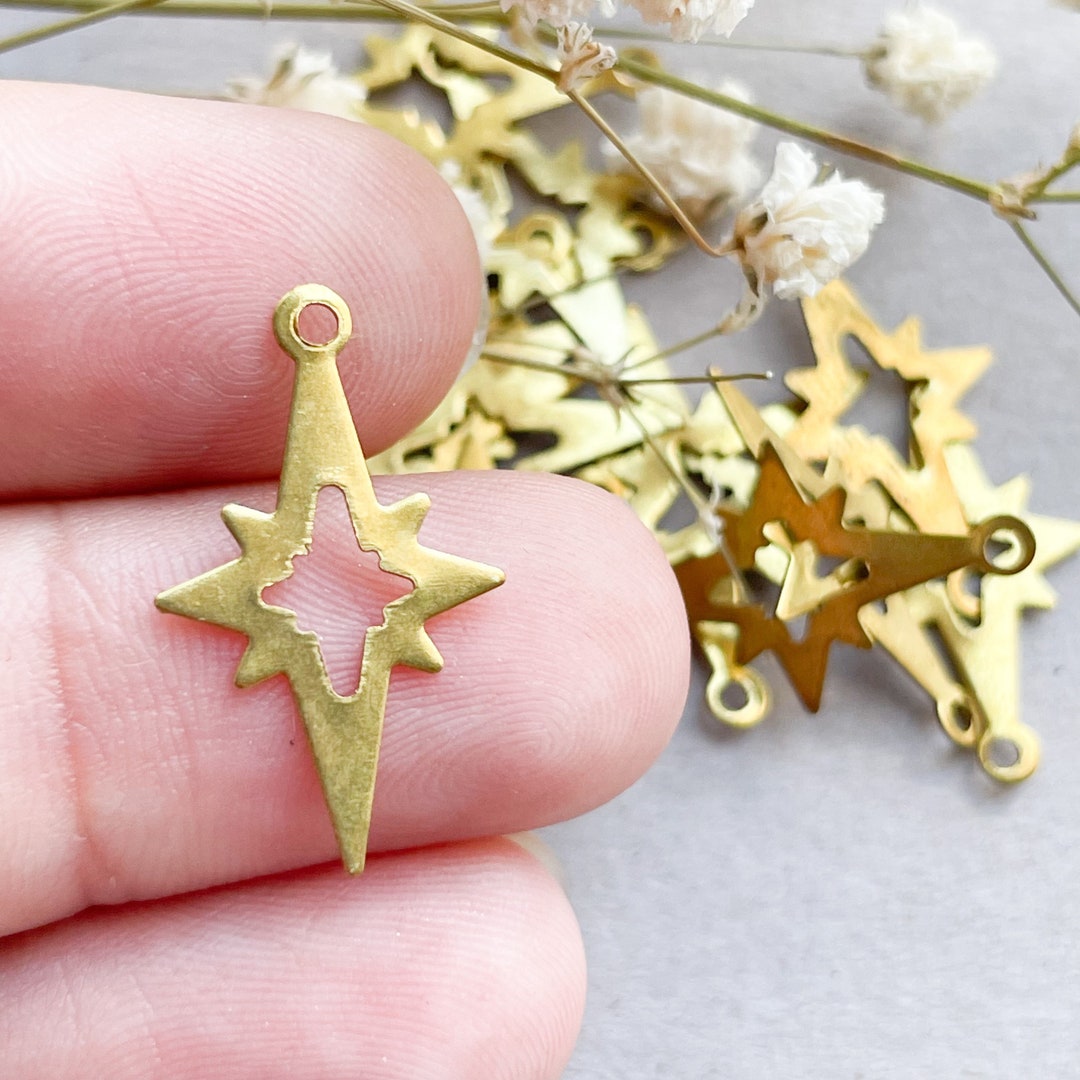 Brass North Star Charms, Celestial Charms for Earrings, Christmas ...