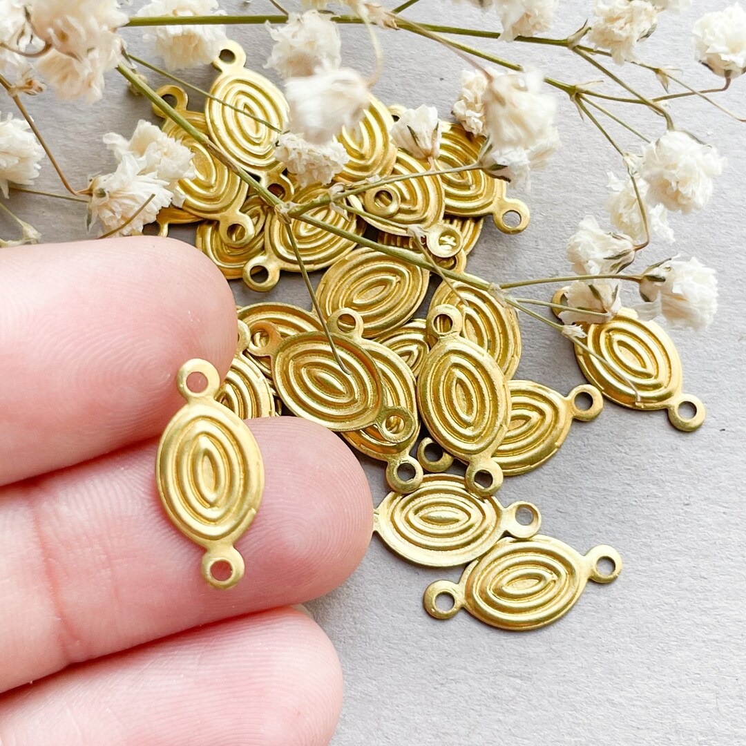 Brass Tiny Connector Charms, Brass Swirl Charms, Oval Spiral Charms ...
