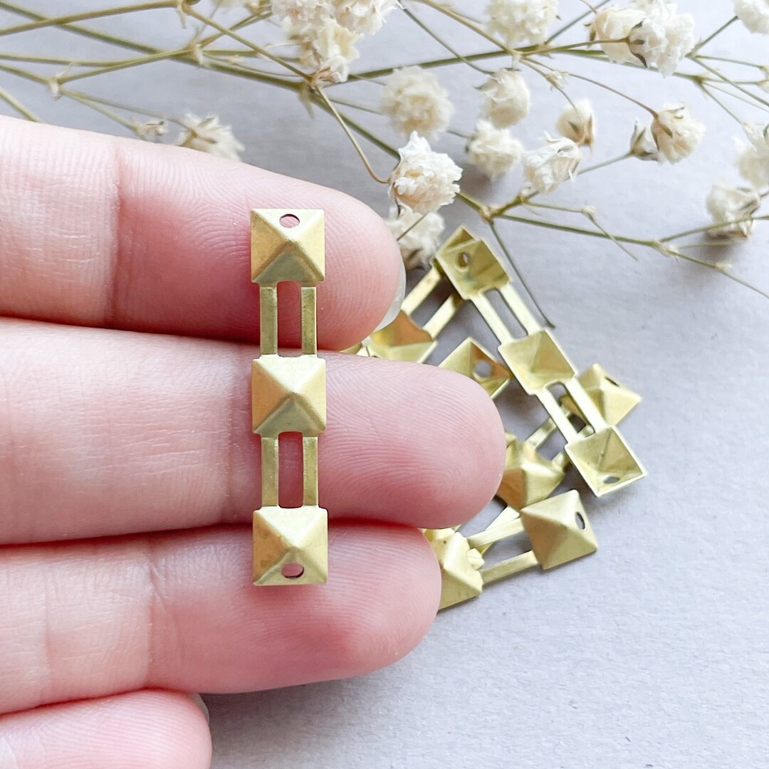 100 Pieces Rectangle Long Connector Brass, Raw Brass Bar Link, Solid ...