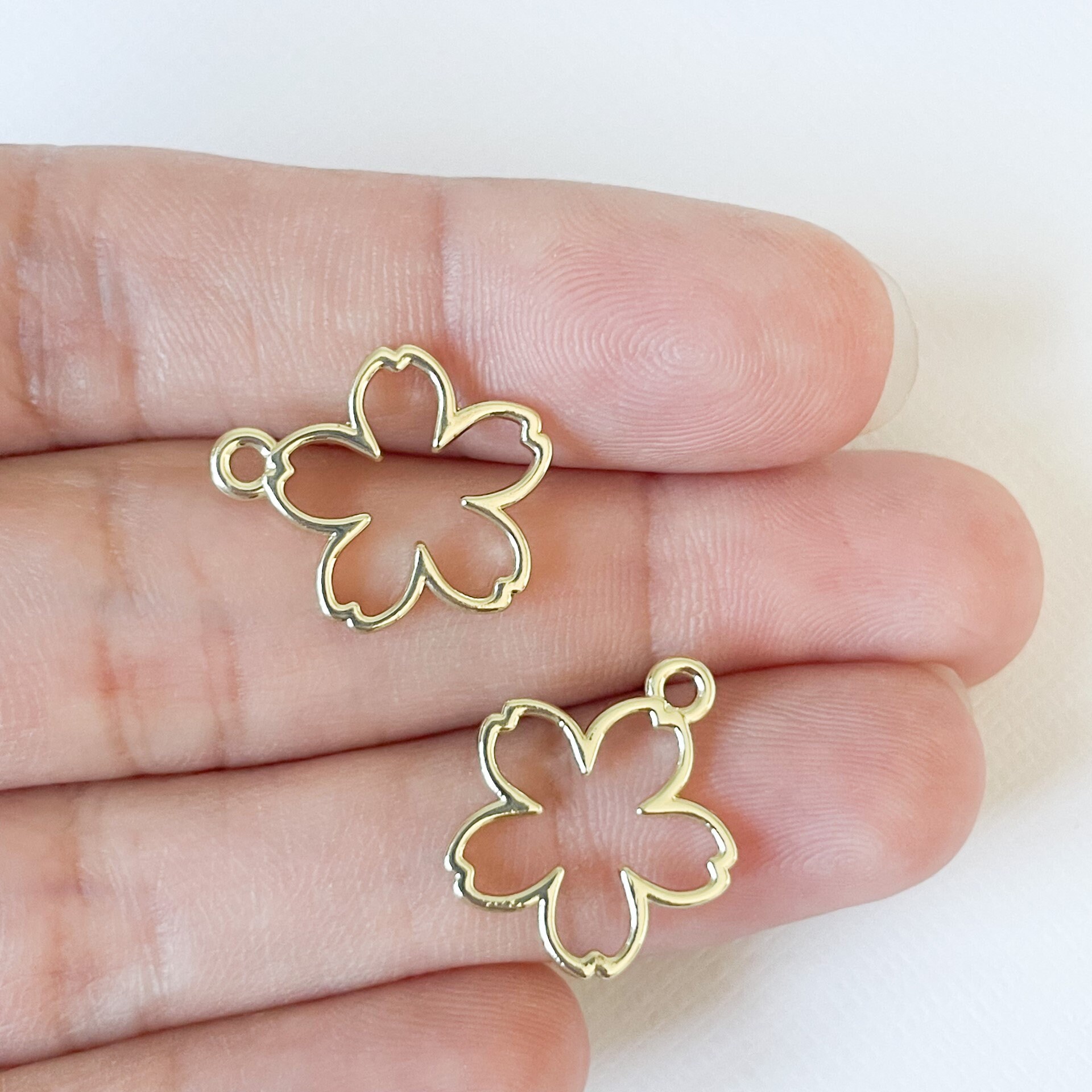 Flower Bezel Charms Flower Open Bezels Light-gold Flower - Etsy