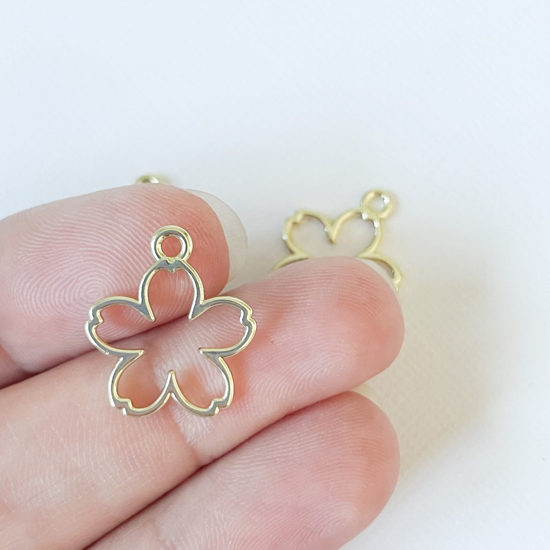 Flower Bezel Charms Flower Open Bezels Light-gold Flower - Etsy