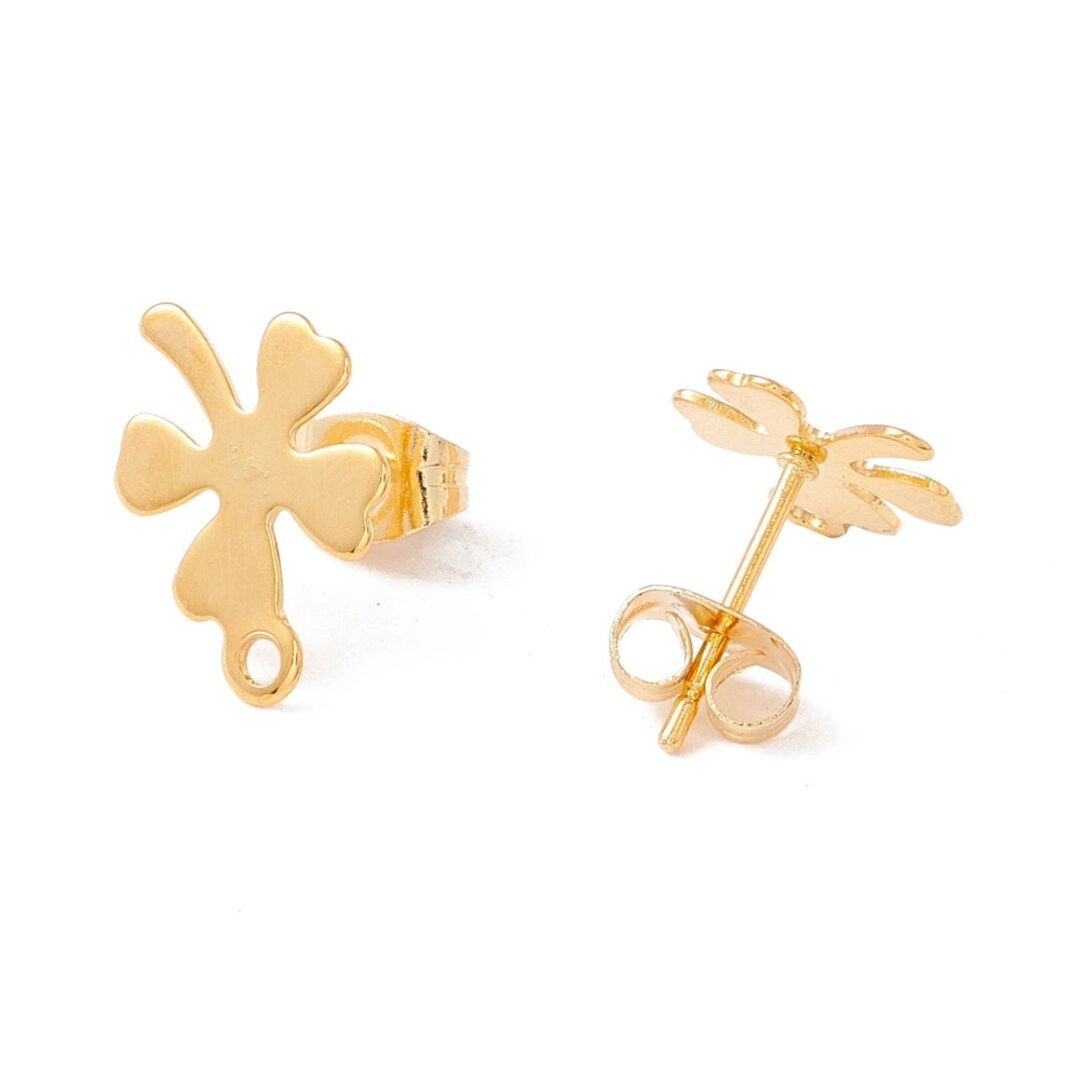 Stainless Steel Stud Earring Findings, Horizontal Loops, and Ear Nuts ...