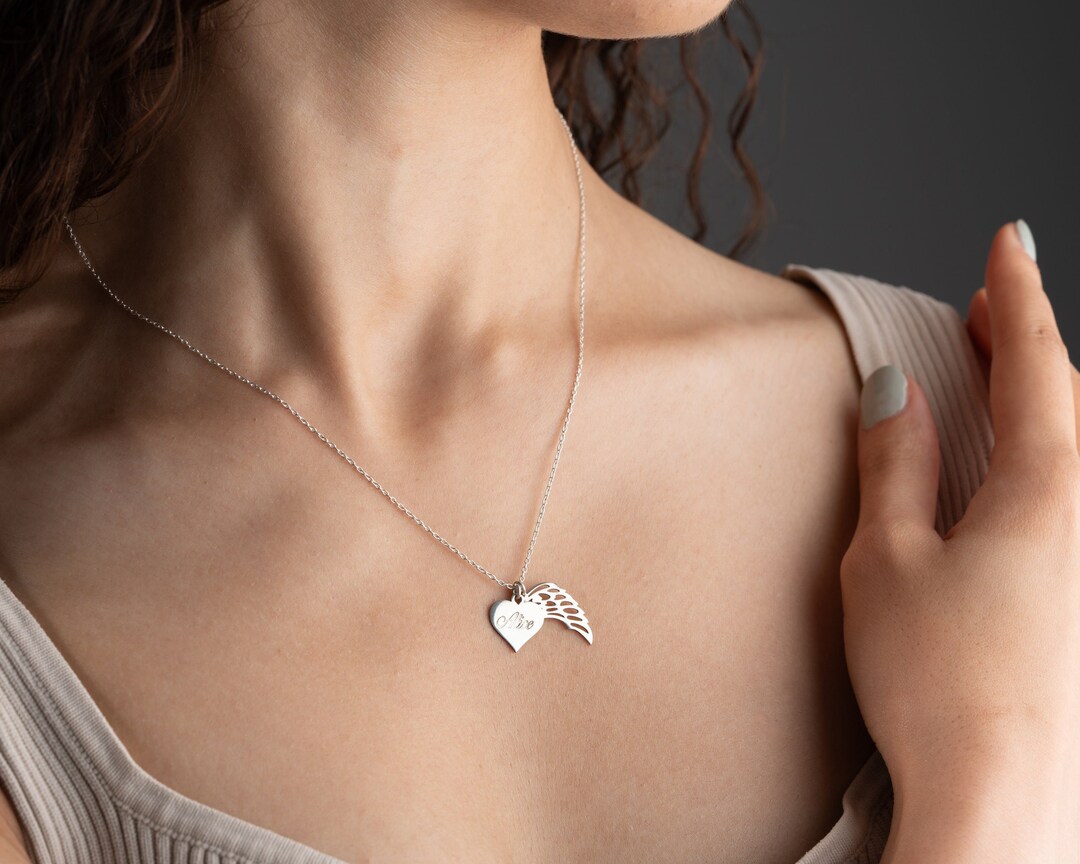 Memorial Wing Necklace, Custom Angel Wing Necklace, Miscarriage ...
