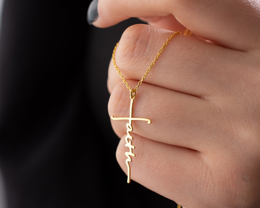 Faith Christian Cross Necklace, Silver Faith Necklace, Religious ...
