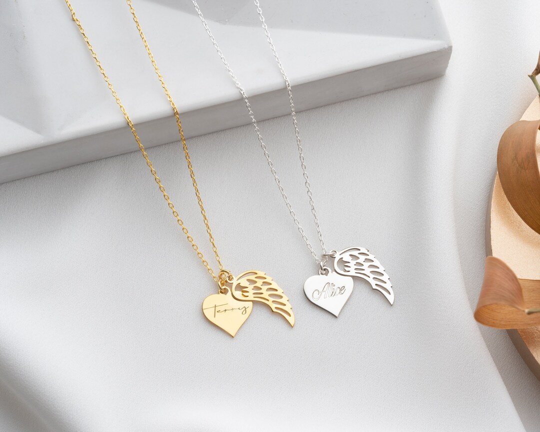 Memorial Wing Necklace, Custom Angel Wing Necklace, Miscarriage ...
