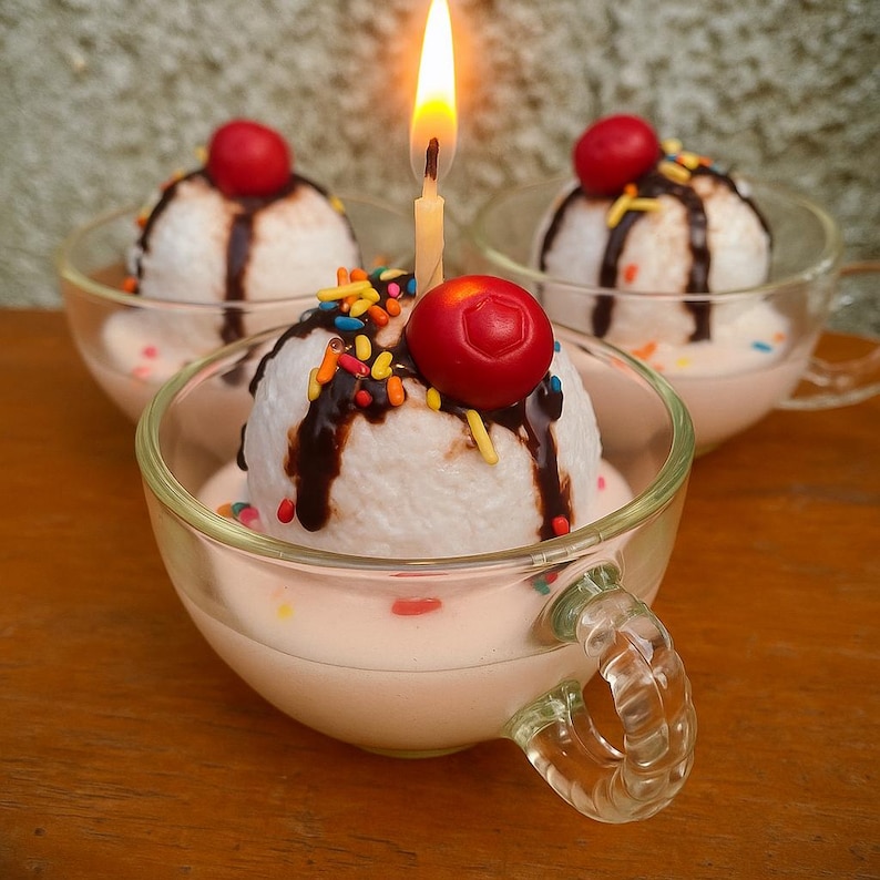 Ice Cream Scoop Candle – Vanilla Scented, Vintage Teacup Candle - Etsy